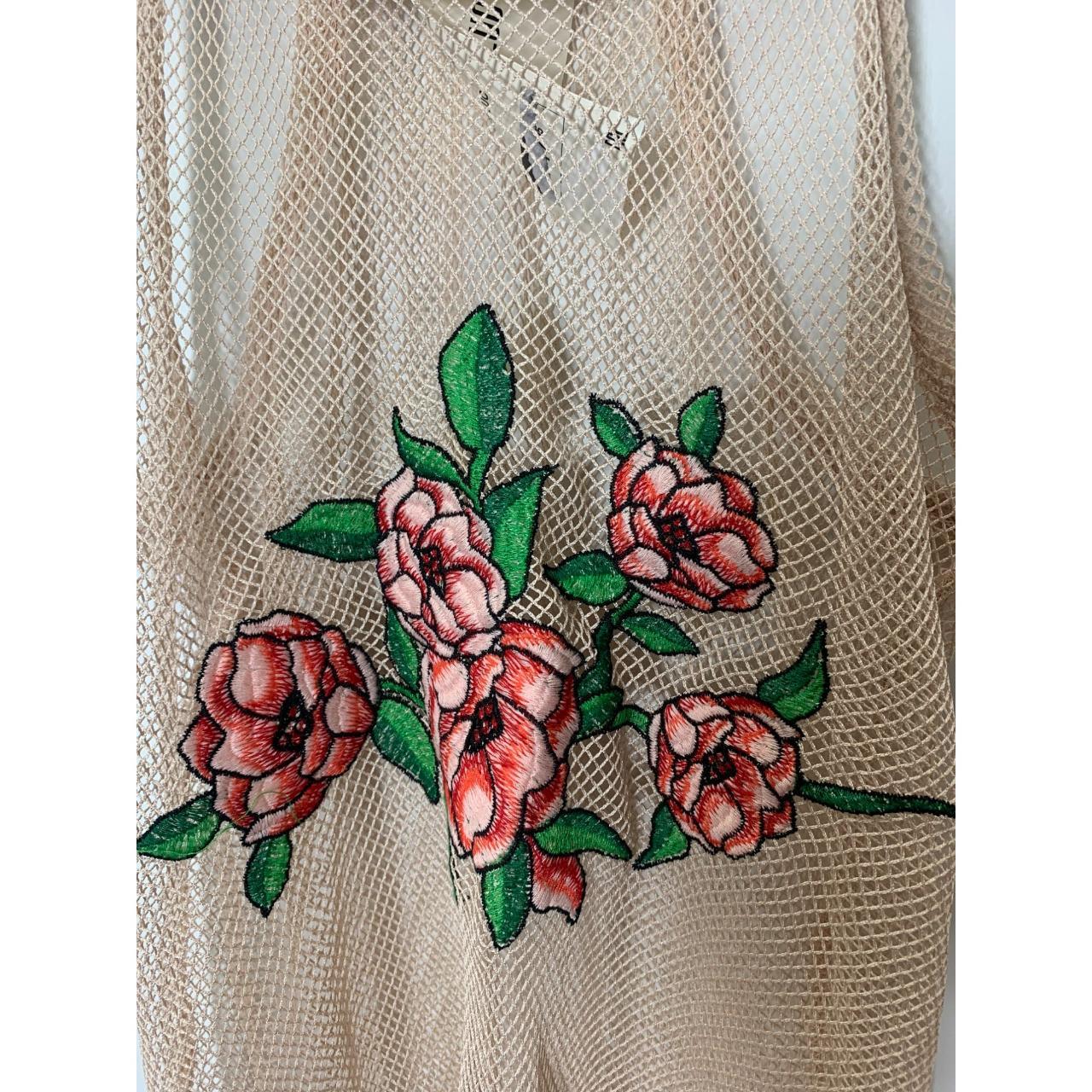 NWT ZARA mesh net dress size M embroidered... - Depop