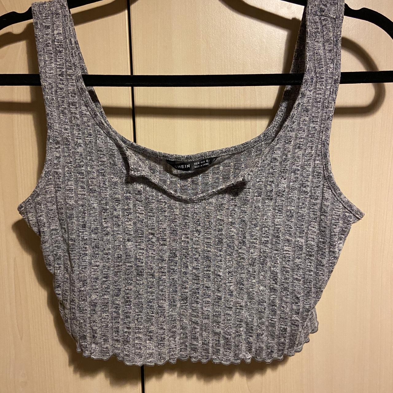 shein grey ribbed vest top 🐭 bought second hand... - Depop