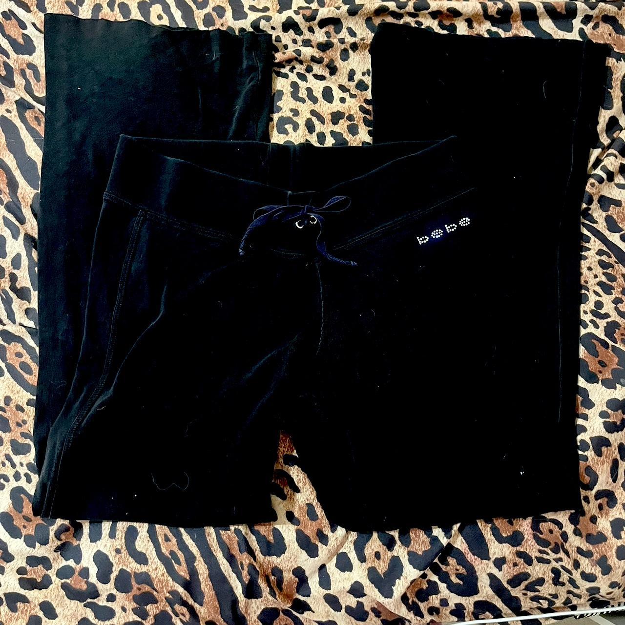 Black Bebe sweatpants with rhinestone logo Size... | Depop