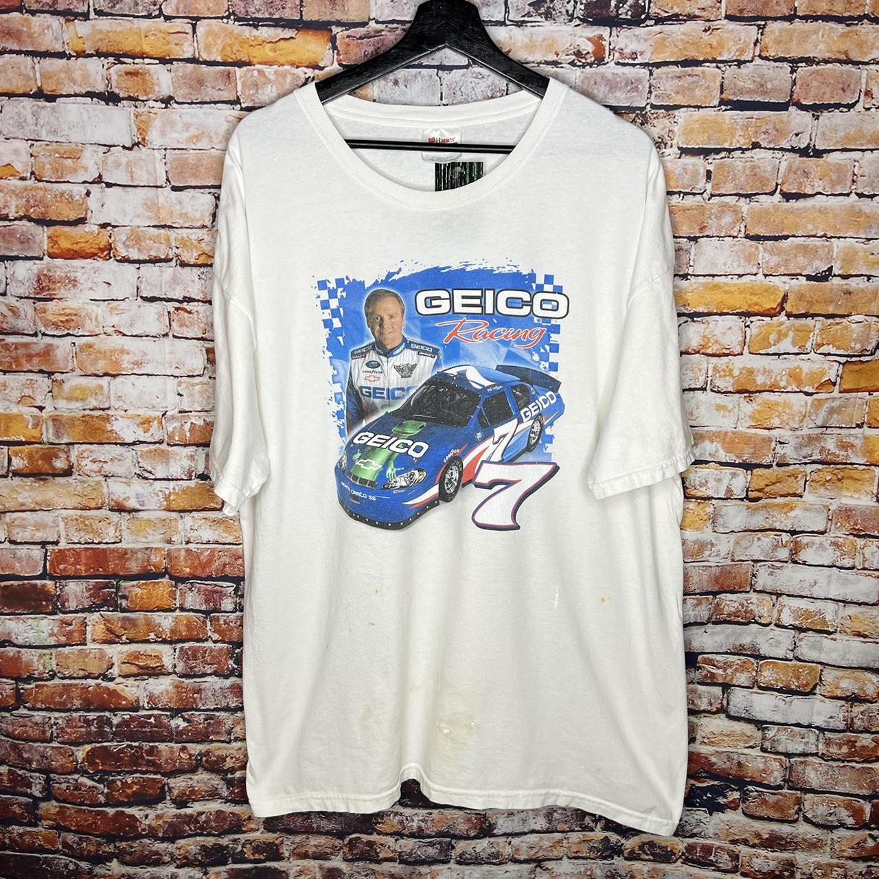 Vintage NASCAR Mark Wallace Geico Racing T Shirt... - Depop