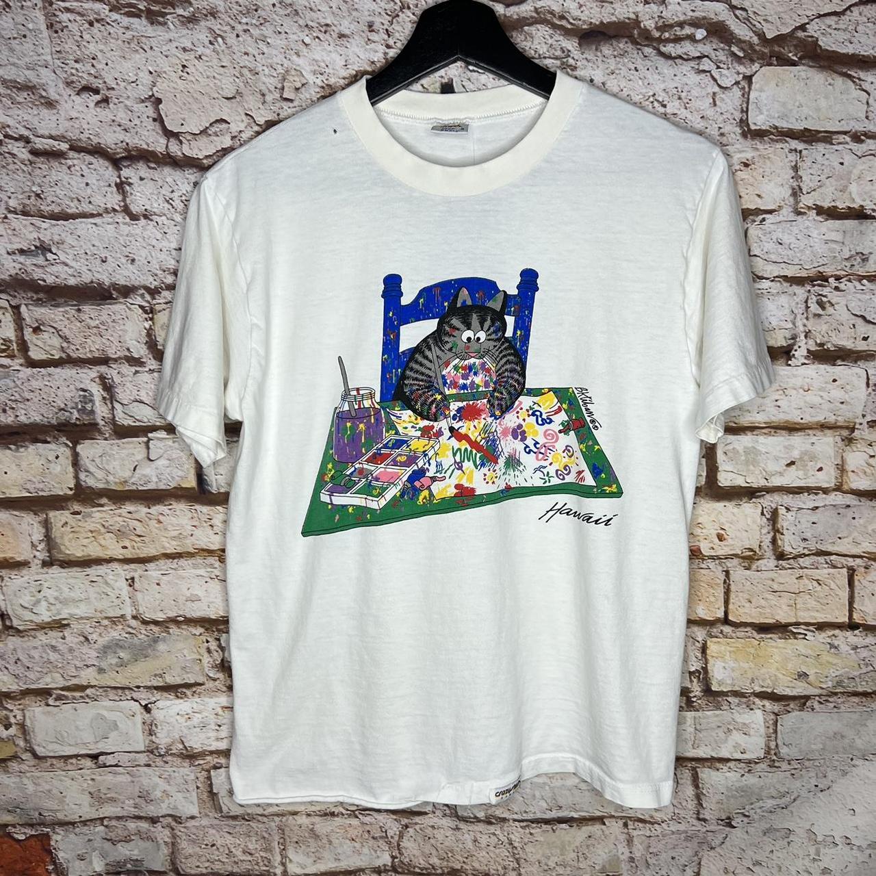 Vintage Crazy Shirts Art Cat T Shirt 90s Size: S... - Depop