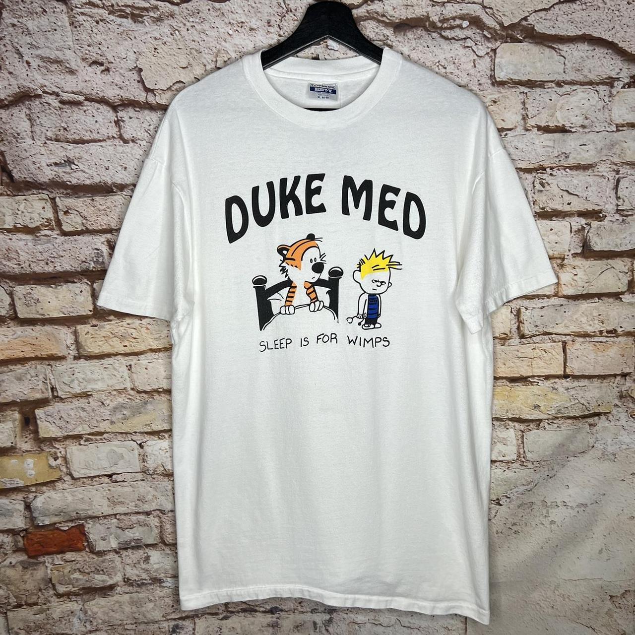Vintage Calvin & Hobbes Duke Med Collegiate T Shirt... - Depop