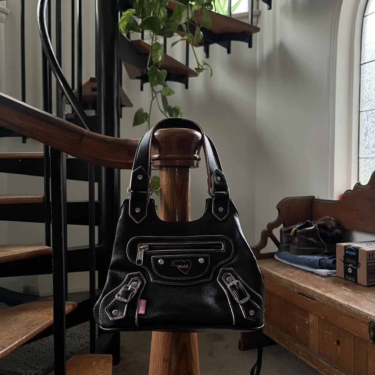 Vintage Mudd Purse - black and pink - super cute - Depop