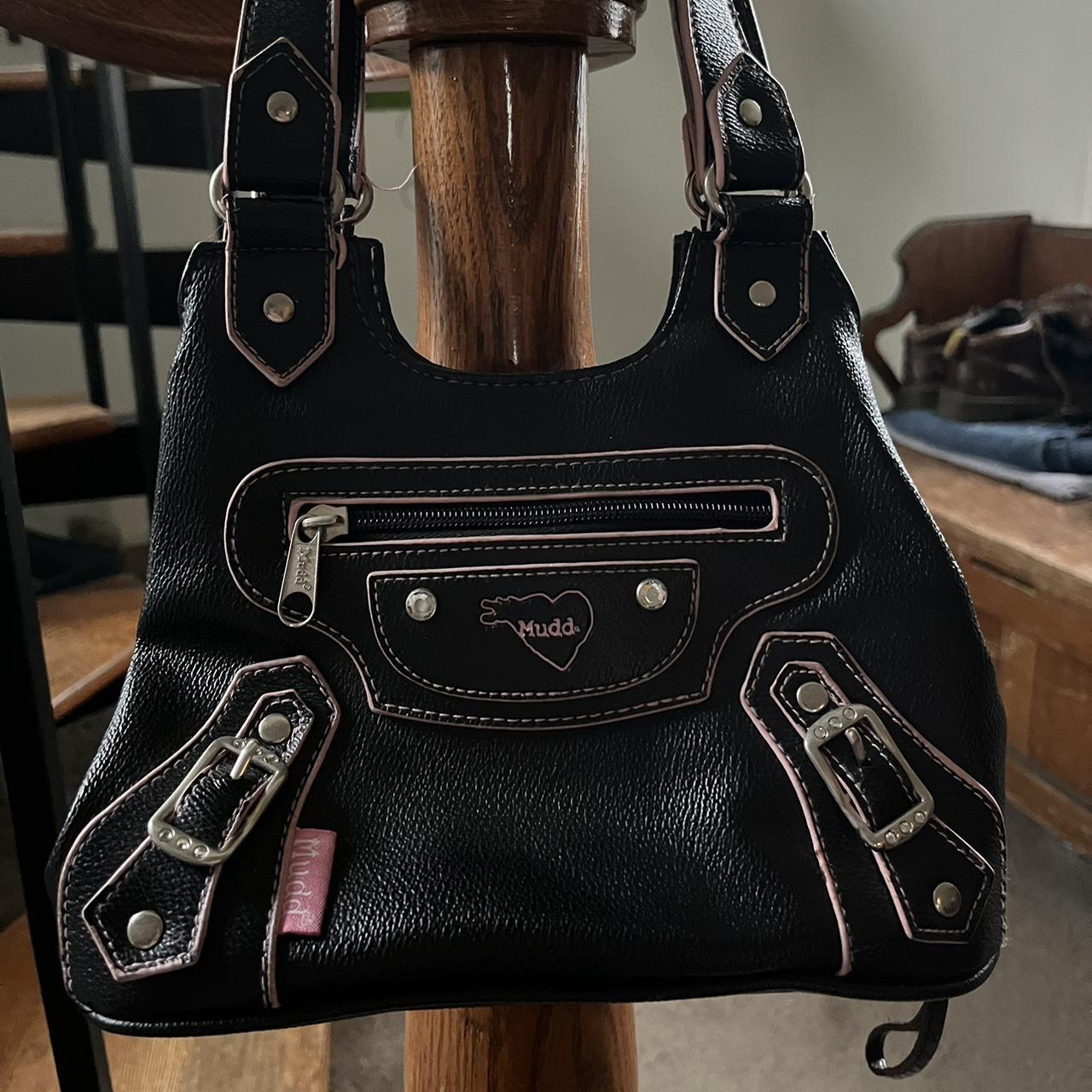 Vintage Mudd Purse - black and pink - super cute - Depop
