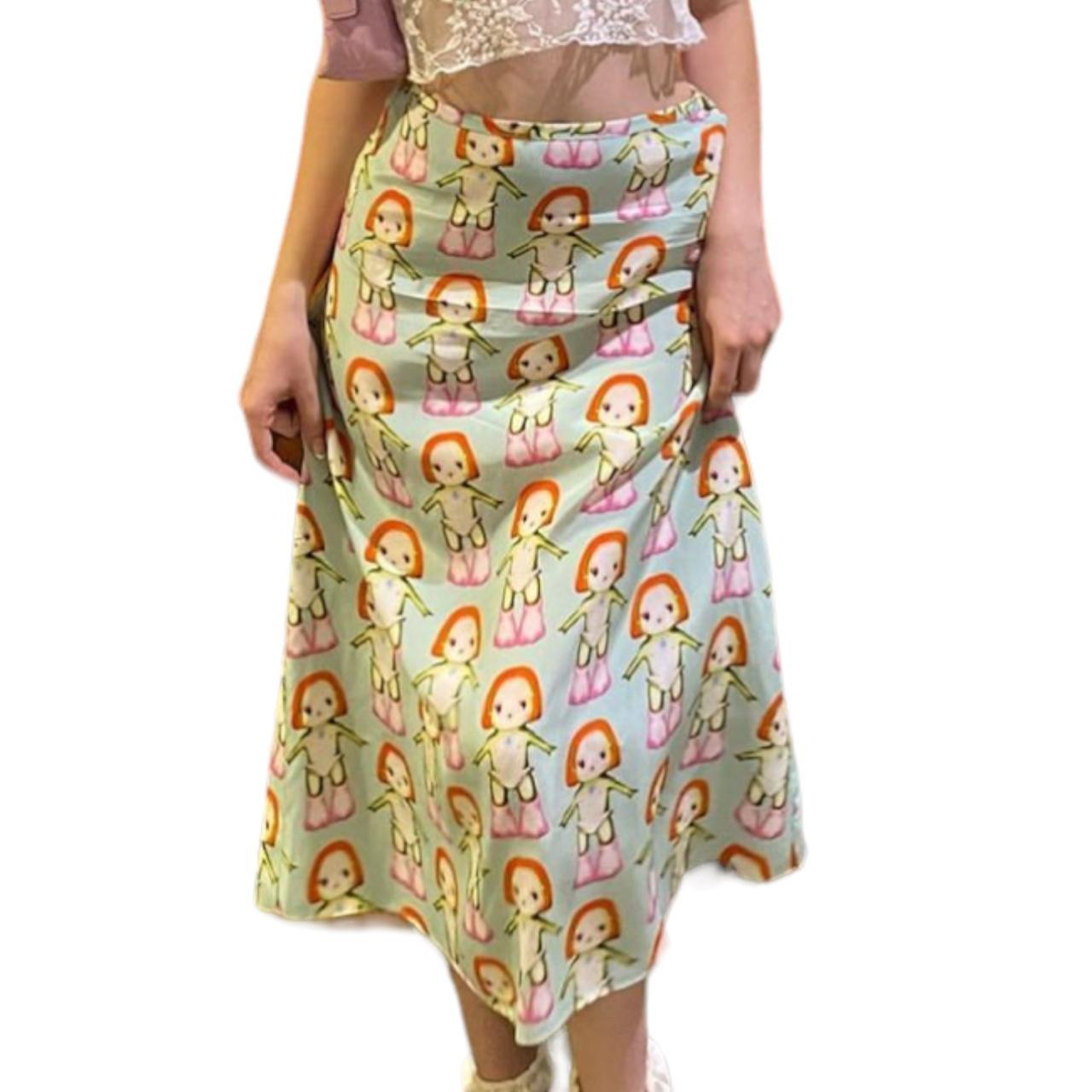 sandy liang chan chan margot midi skirt in mint.... - Depop