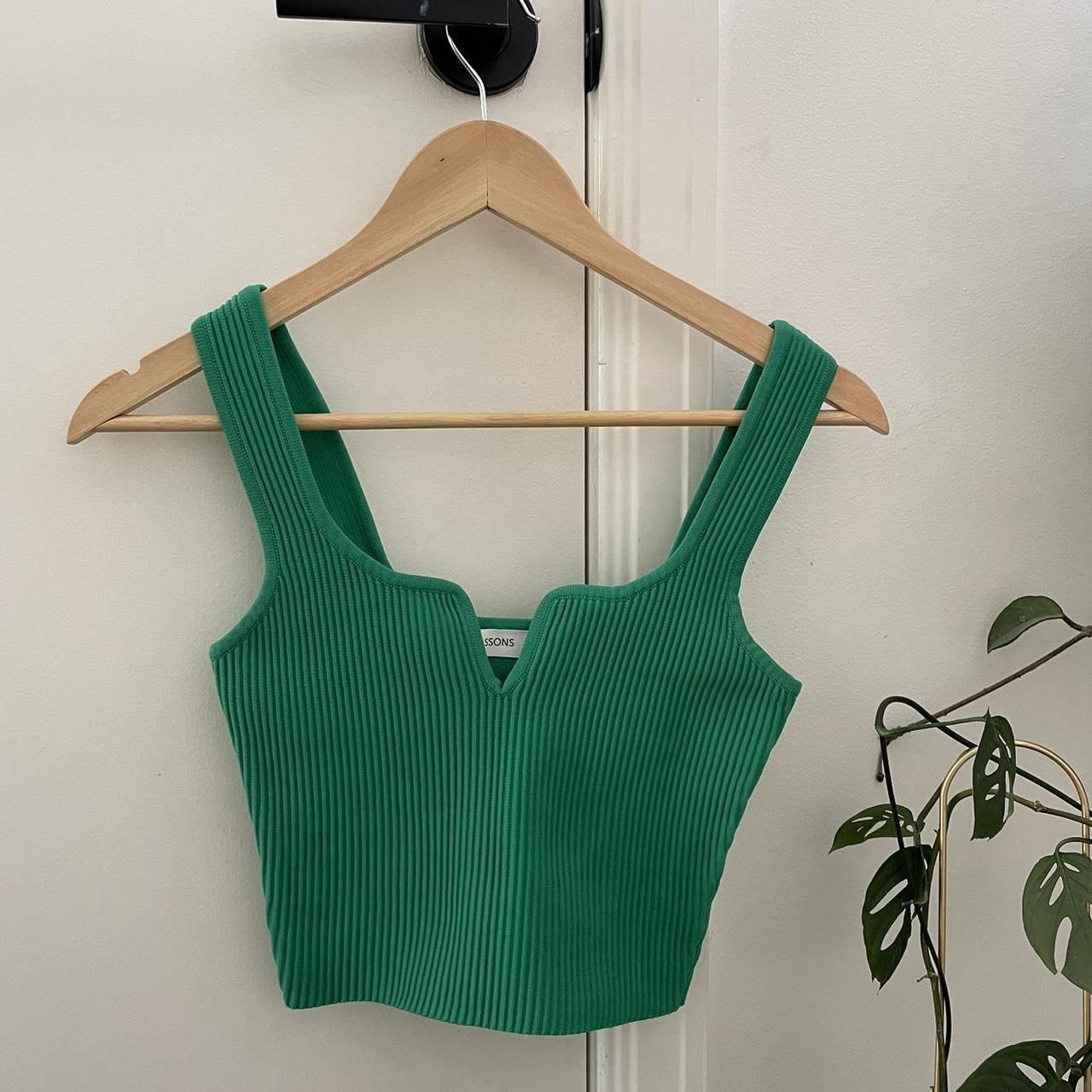 Green glassons crop Flattering shape Size S - fits... - Depop