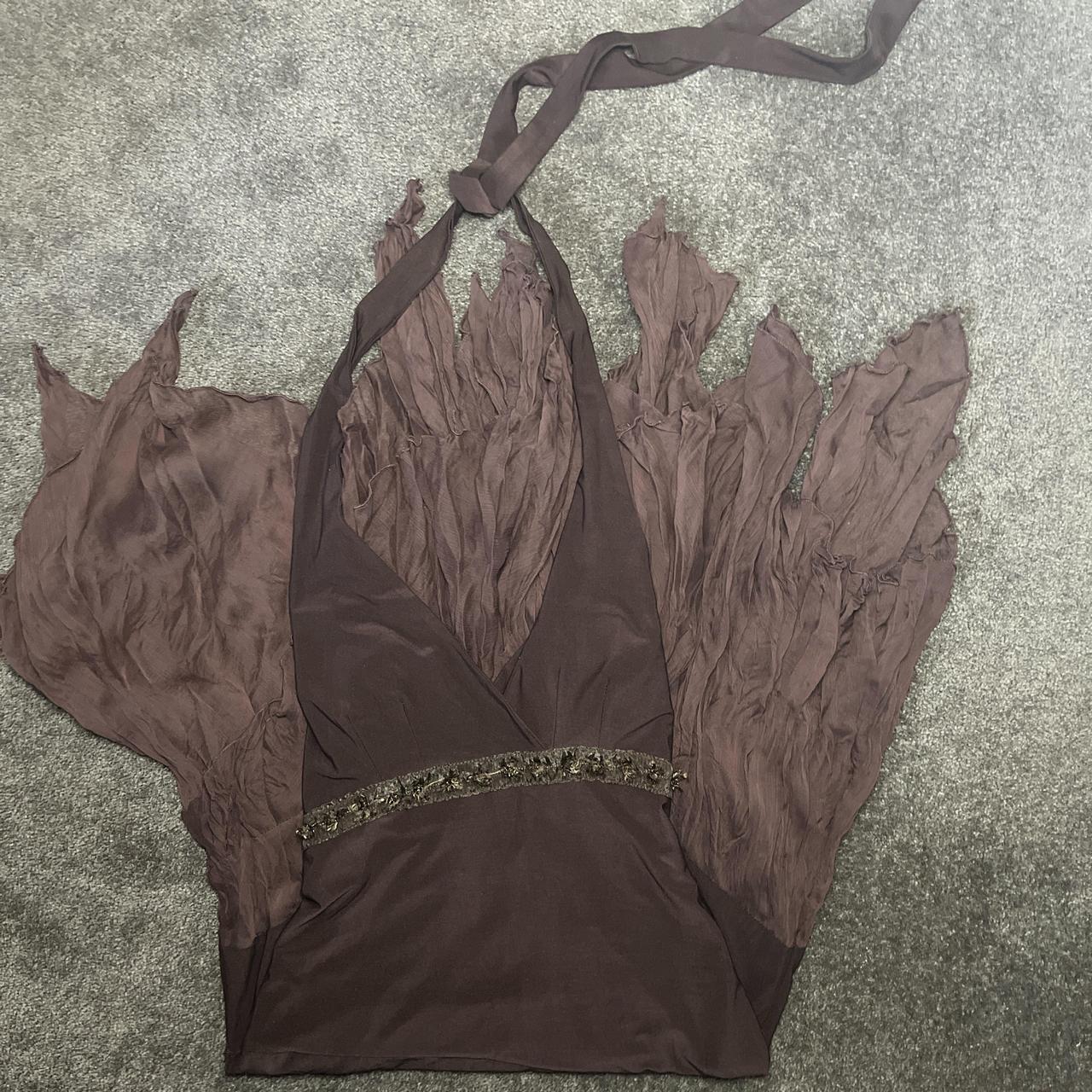 Elegant vintage low back mermaid asymmetrical halter... - Depop