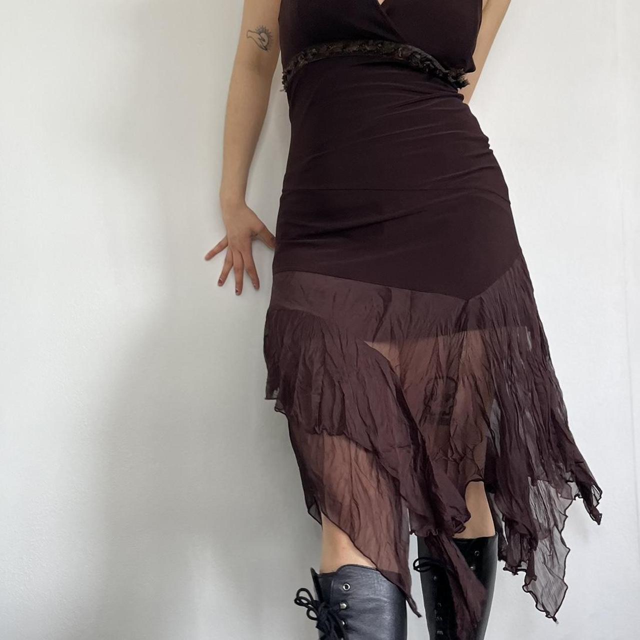 Elegant vintage low back mermaid asymmetrical halter... - Depop