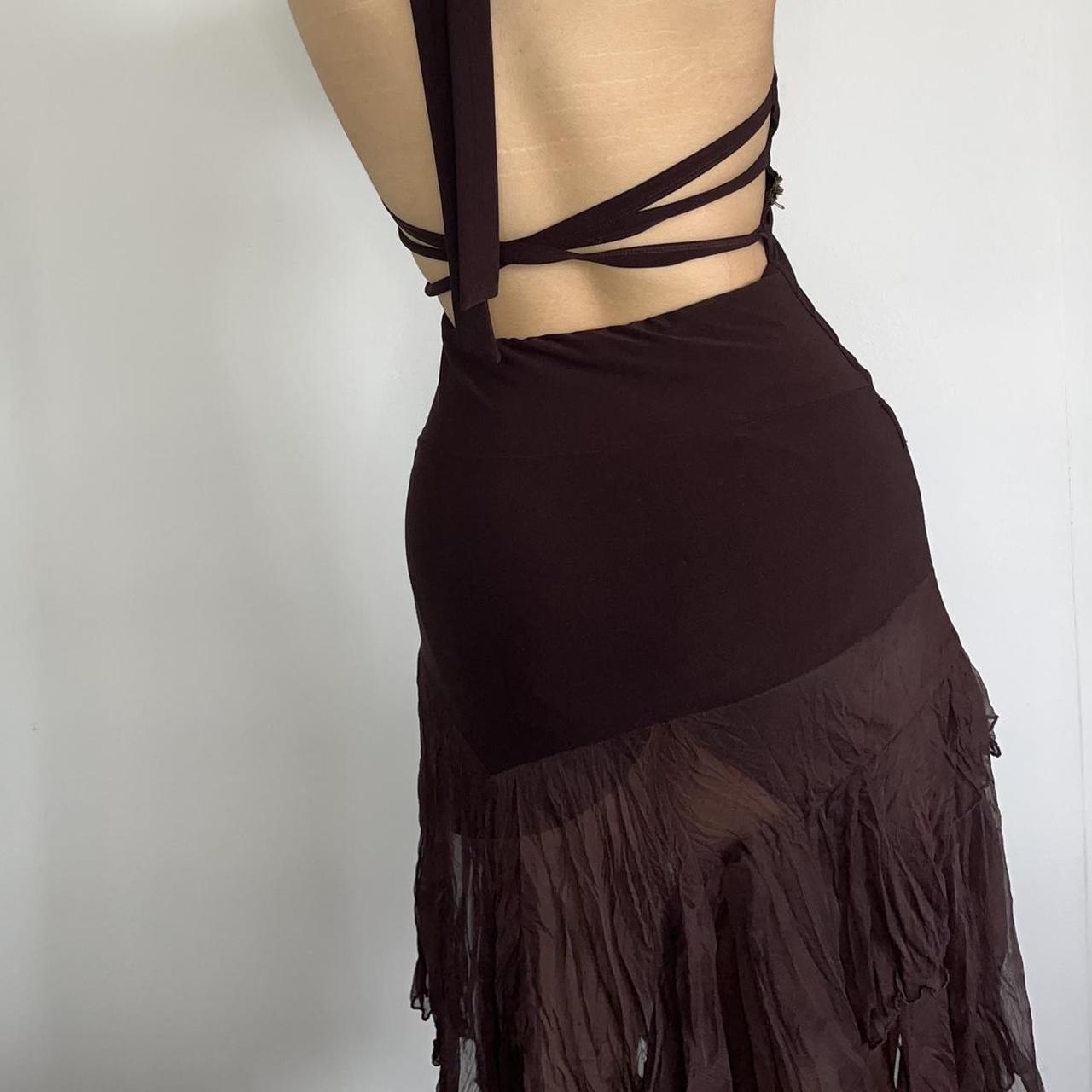 Elegant vintage low back mermaid asymmetrical halter... - Depop