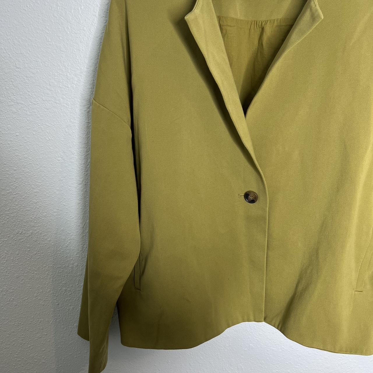 COS Collarless Single Button Light Olive Green... - Depop