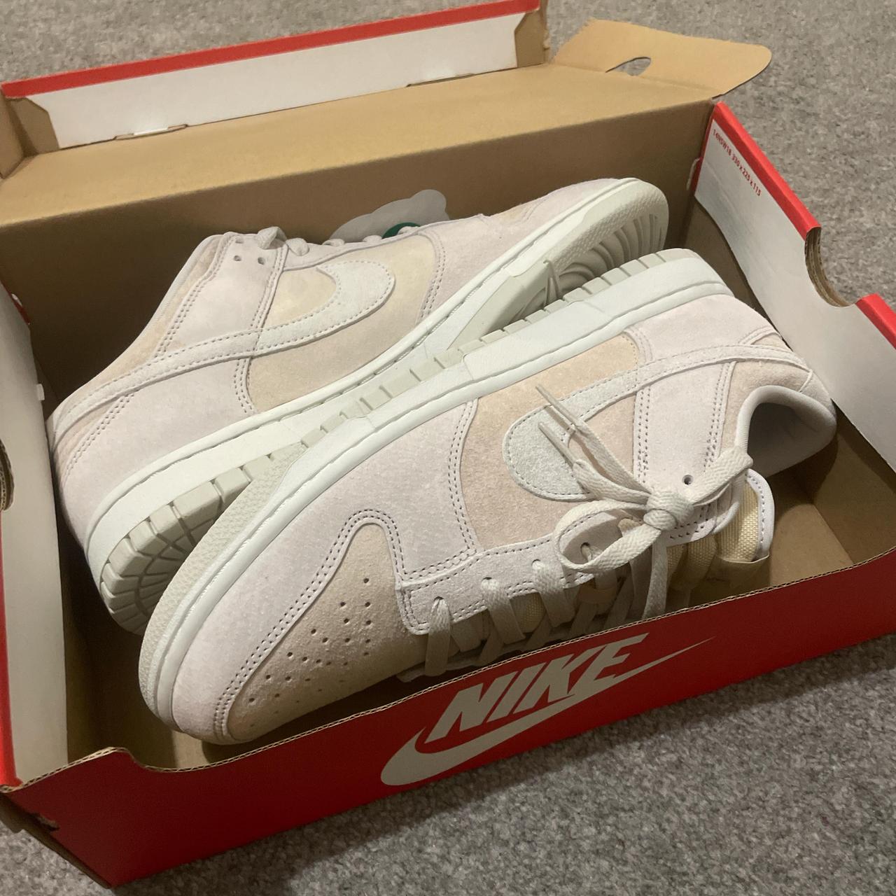 Nike Dunk Low cream and white trainers - soft... - Depop
