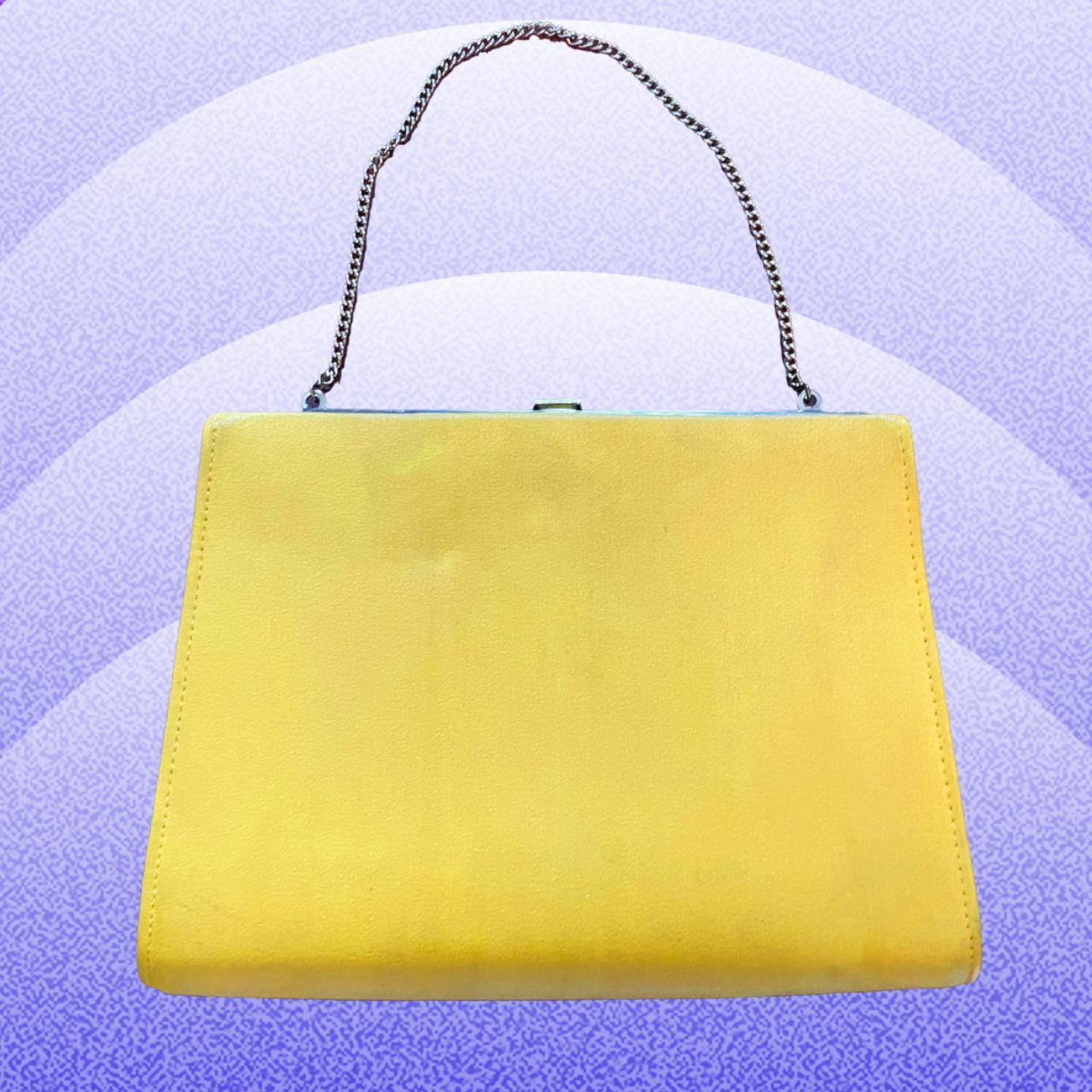 Small Vintage Yellow Clamshell Clasp Clutch Purse... - Depop