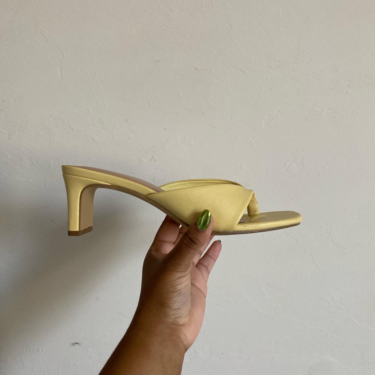 Pastel yellow flip flop mules. Worn a good amount of... - Depop