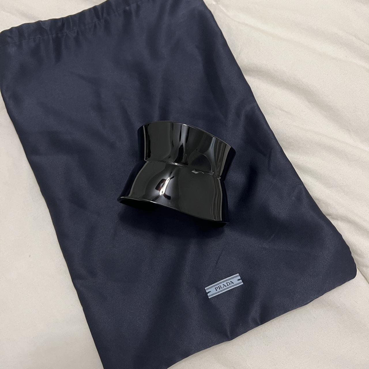 prada resin cuff so so gorgeous black smooth resin... - Depop