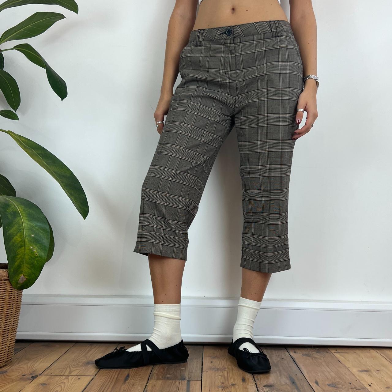 Vintage cropped trousers 00s plaid capris/ long... - Depop