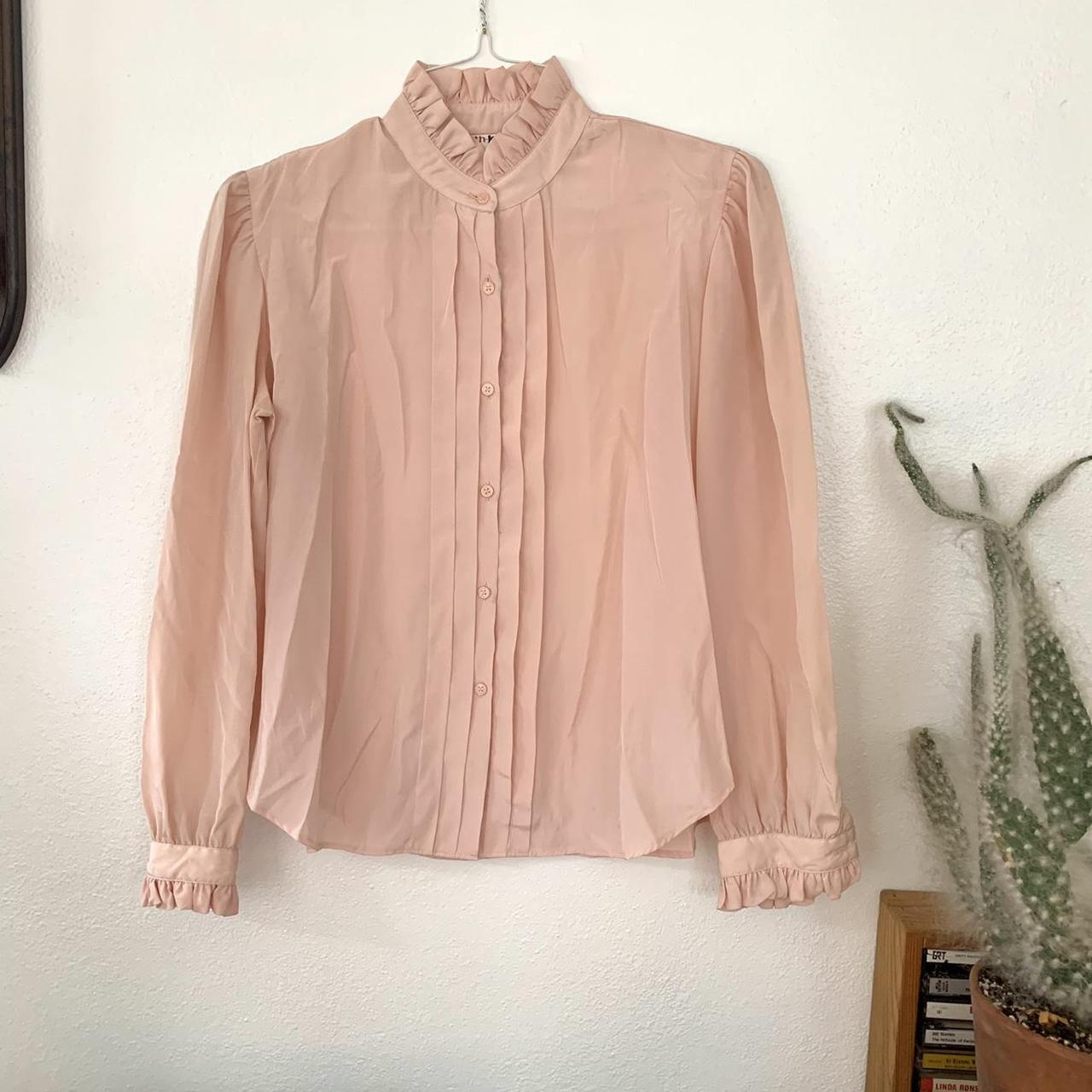 Dainty and feminine satin-y ruffled pale pink... - Depop
