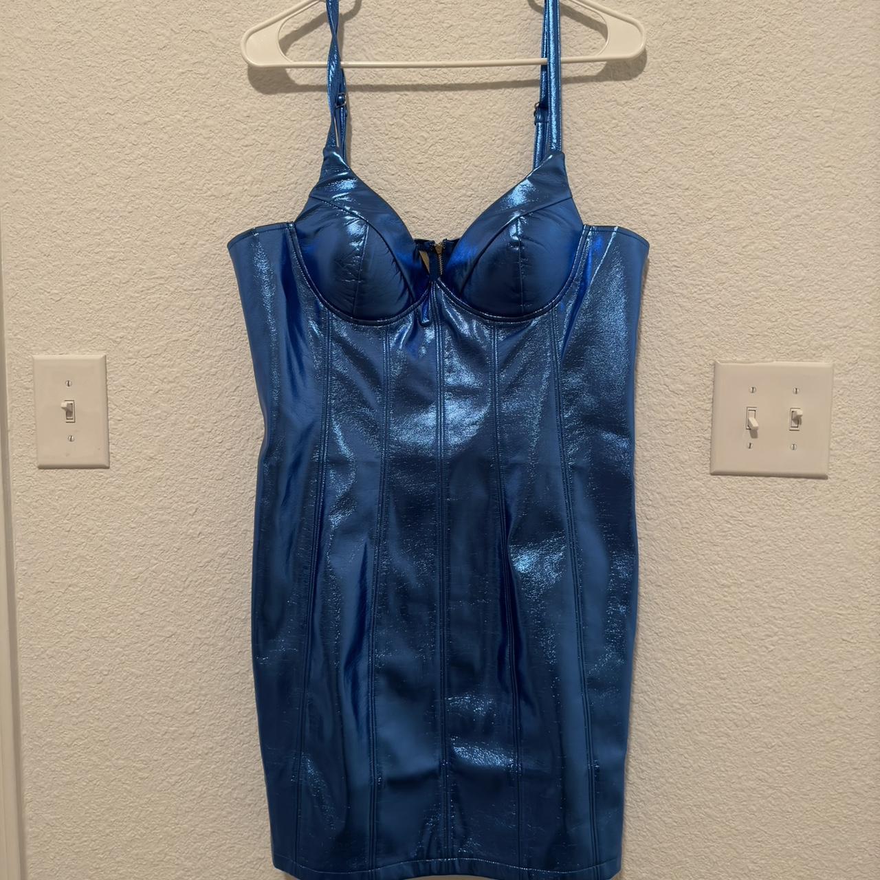 mini electric blue club dress size xl slight... - Depop