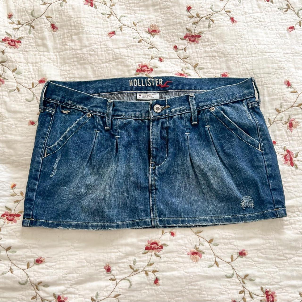 early 2000s super mini denim skirt