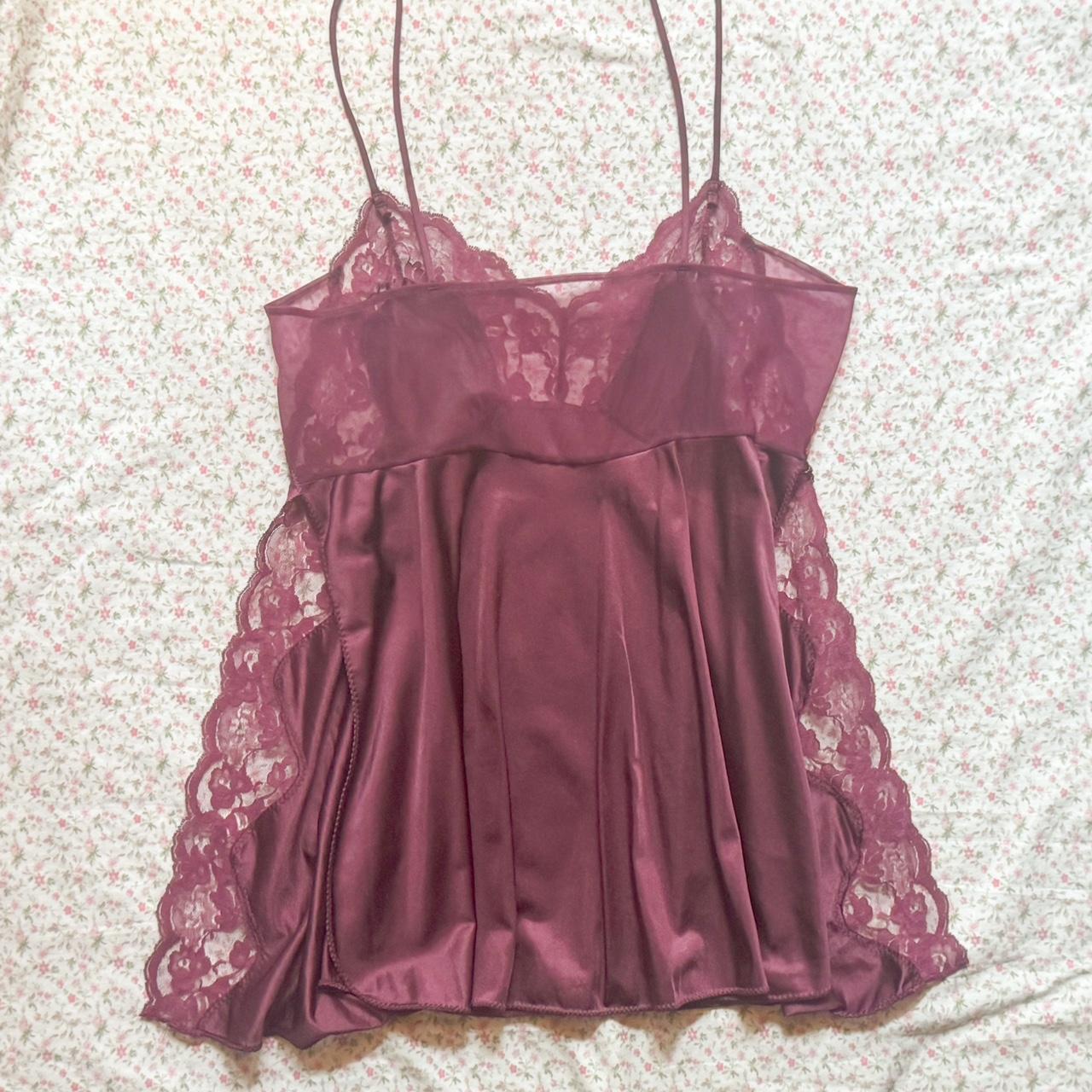 vintage plum purple lace cami top/slip dress with... - Depop