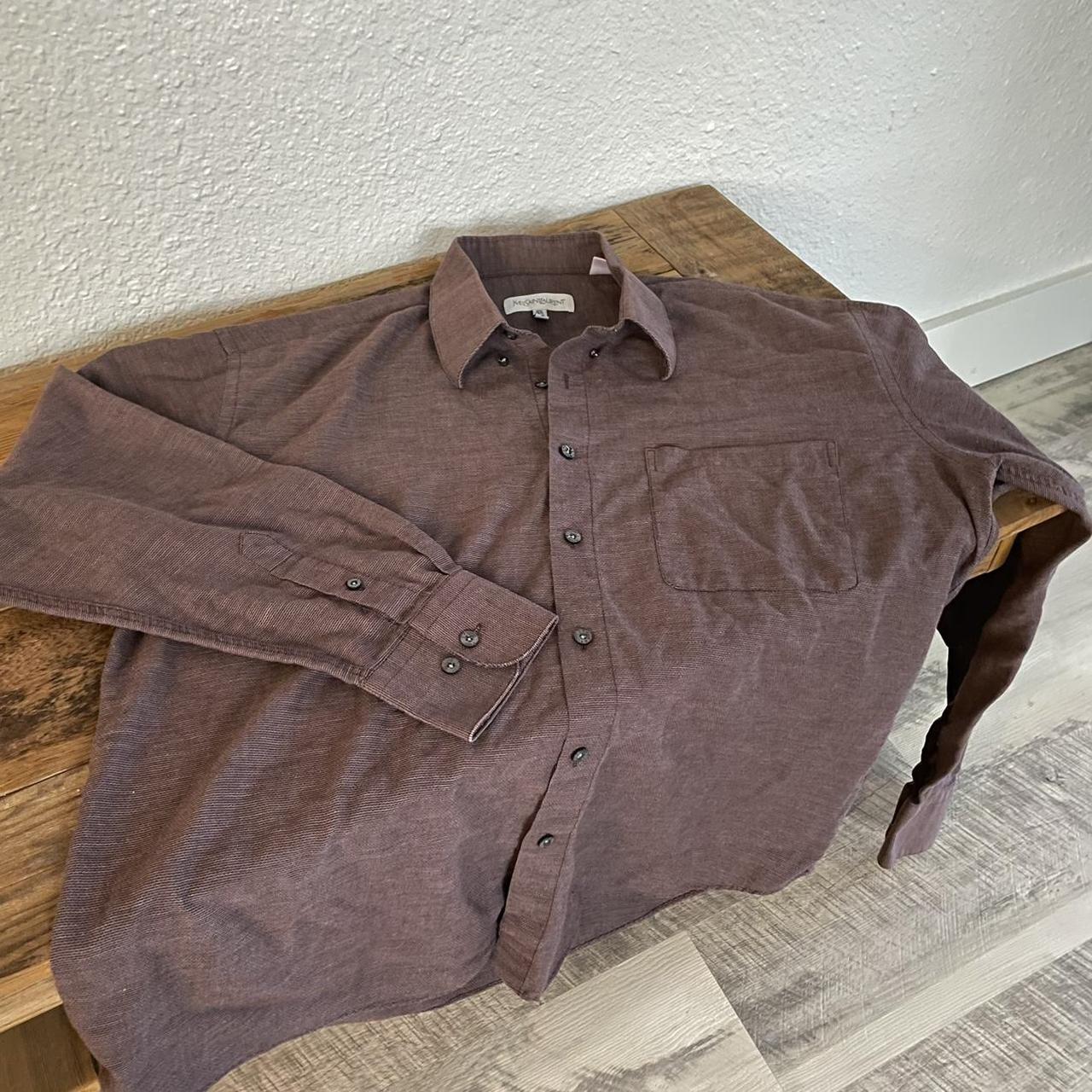 Yves Saint Laurent Purple Button Down Shirt Size... - Depop