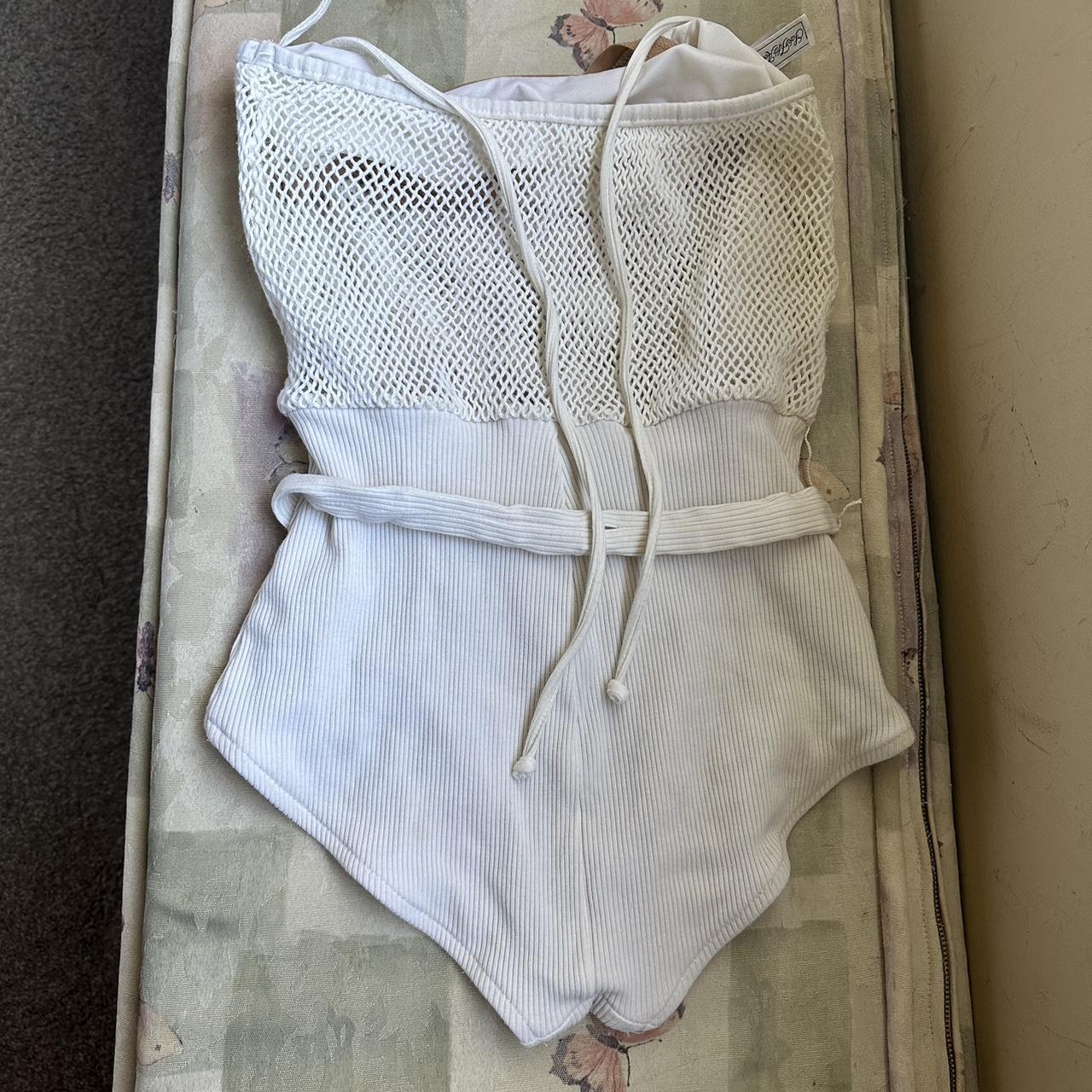 SAKS VINTAGE one piece mesh bathing suit with... - Depop