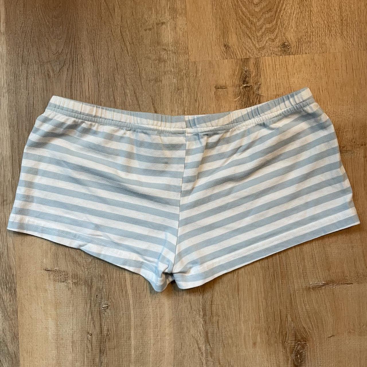 baby blue and white striped micro boy-shorts So cute... - Depop