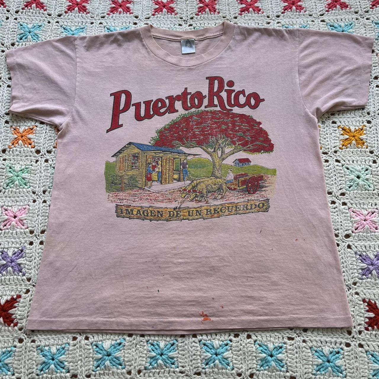 Vintage 90s Puerto Rico Thin Pink T shirt • Men’s •... - Depop