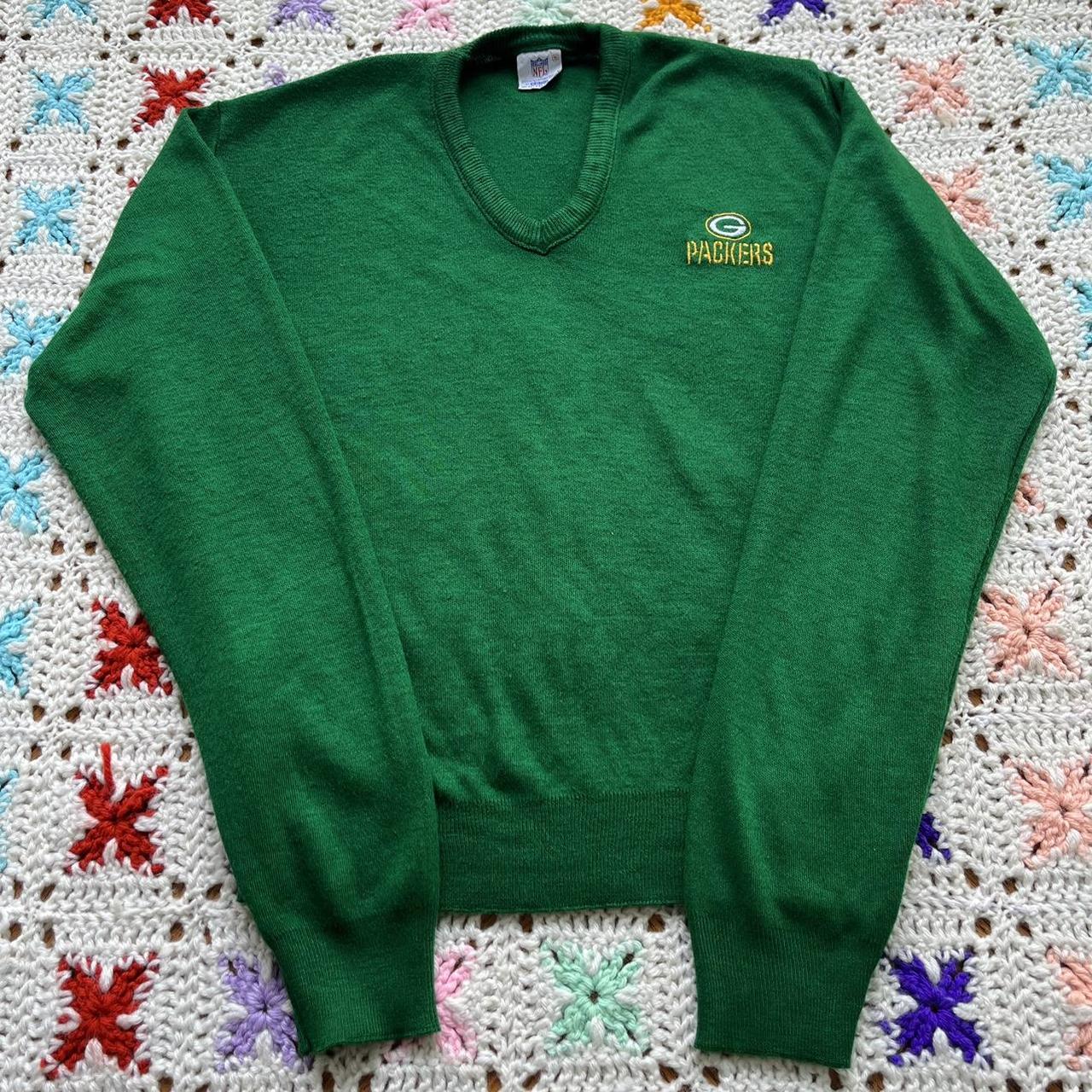 Vintage 80s Green Bay Packer NFL Cardigan Sweater •... - Depop