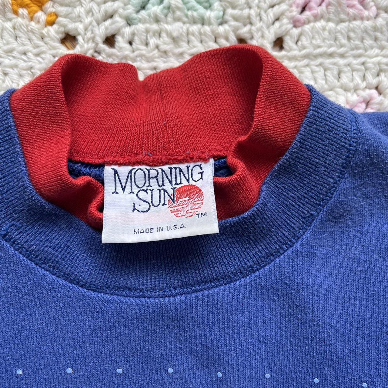Vintage 90s Morning Sun Teacher Blue Sweatshirt •... - Depop