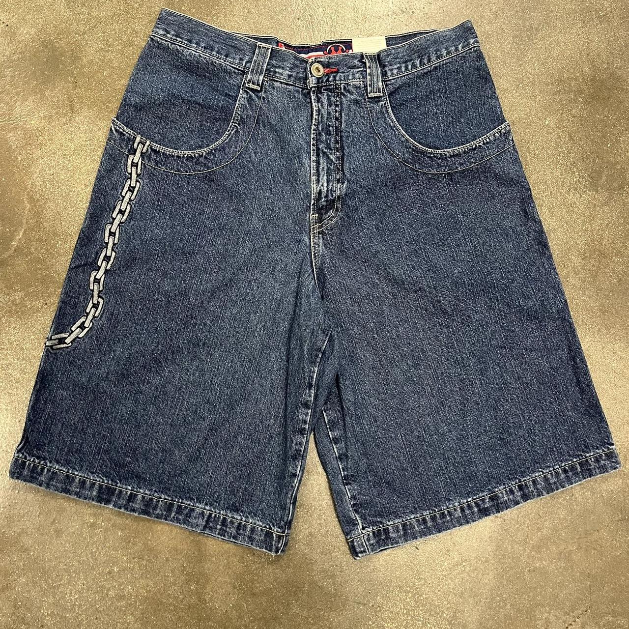 Early 2000s JNCO Chain Tribal Denim Shorts • Men’s •... - Depop