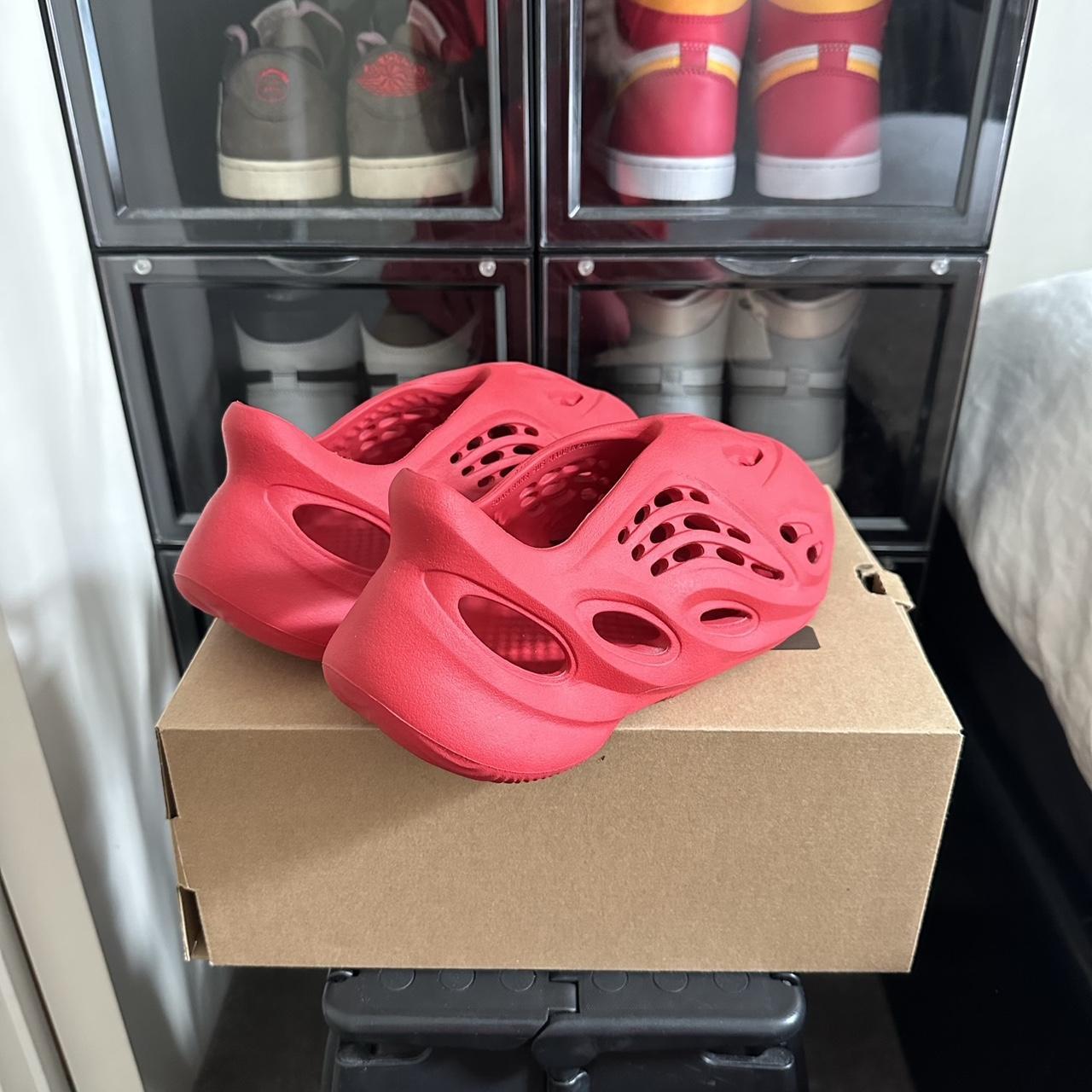 ADIDAS YEEZY FOAM RUNNERS in Vermillion Red SIZE... - Depop