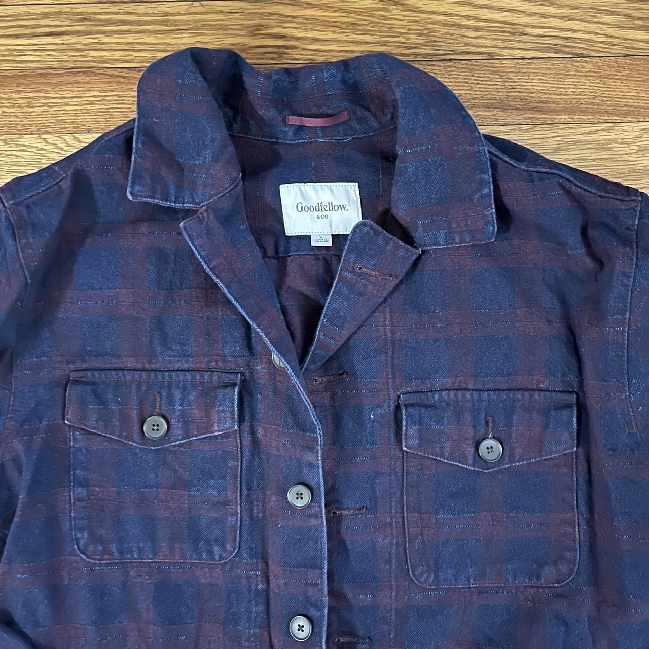 Goodfellow Plaid Jacket/Shirt Blue/Purple... - Depop