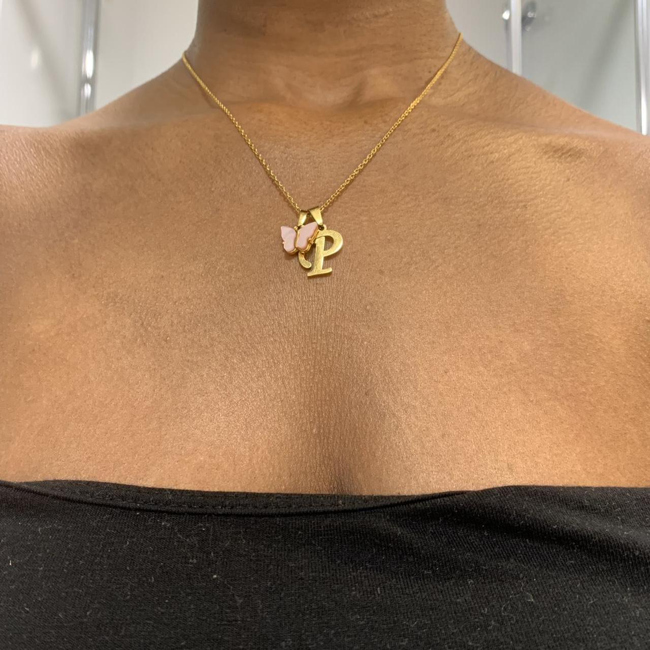 Bohomoon Initial and Butterfly Necklace Combined... - Depop