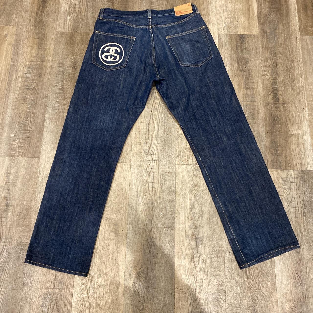 Vintage Stussy Jeans 34”x32” -Dark Wash -White... - Depop