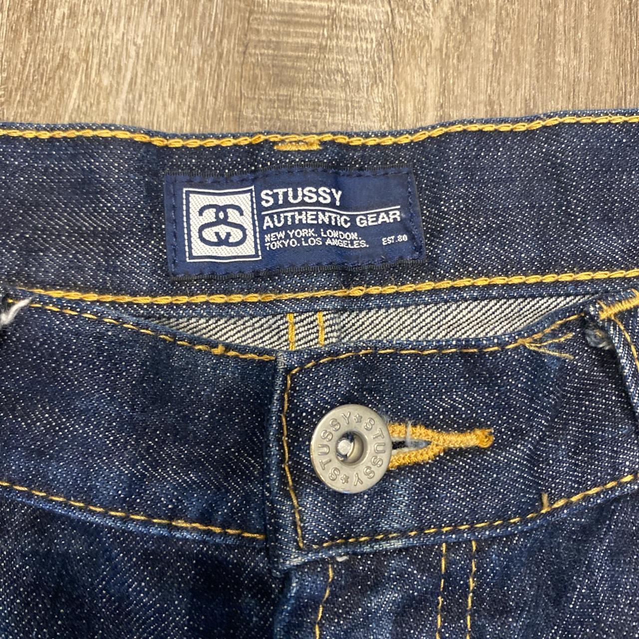 Vintage Stussy Jeans 34”x32” -Dark Wash -White... - Depop