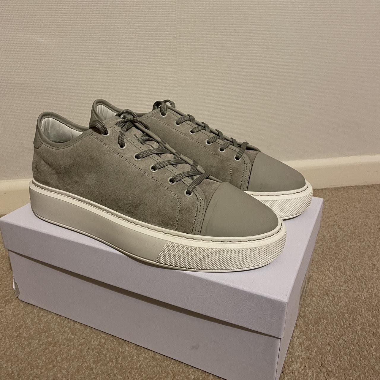 Arne leather toe cap trainers beige Essential Size... - Depop