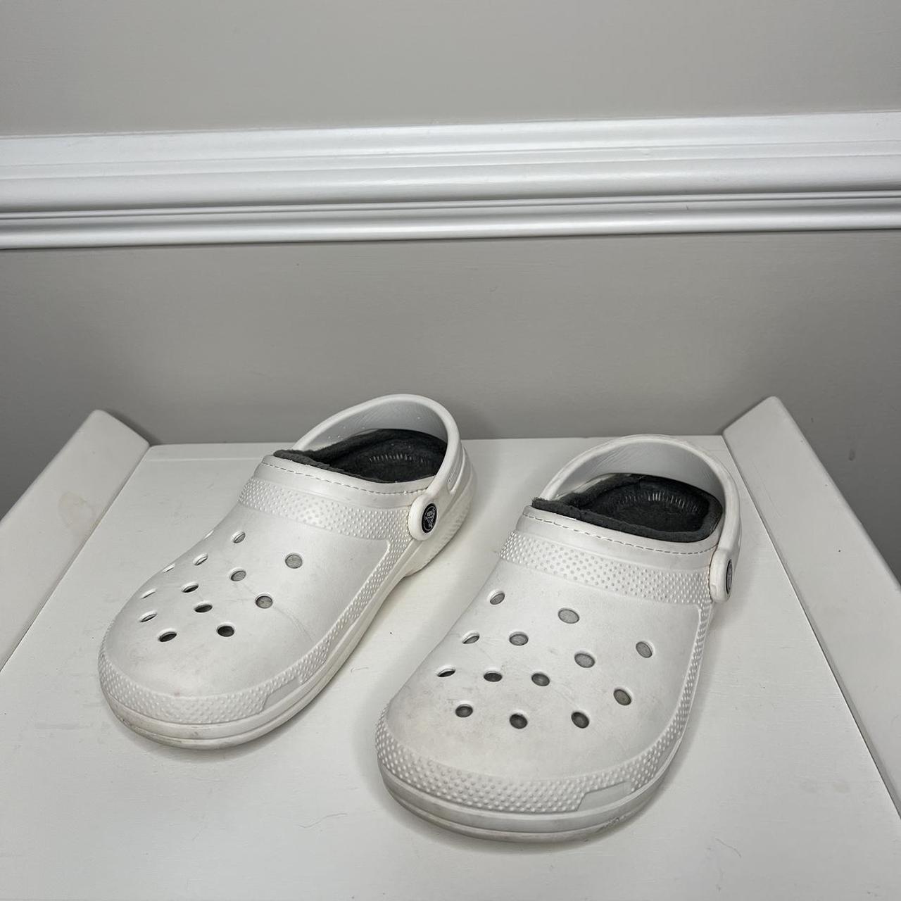 CROCS White Clogs with Fur Size: US W 8 M 6 US... - Depop