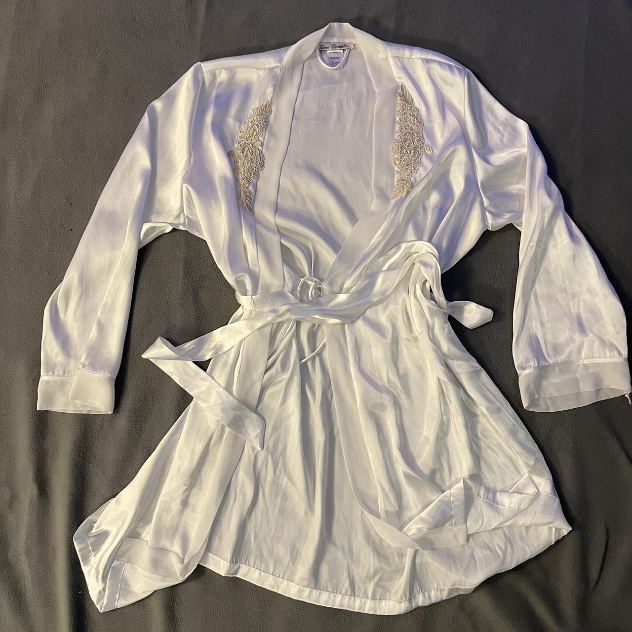 White silk robe Perfect for a bride to be! Beaded... - Depop