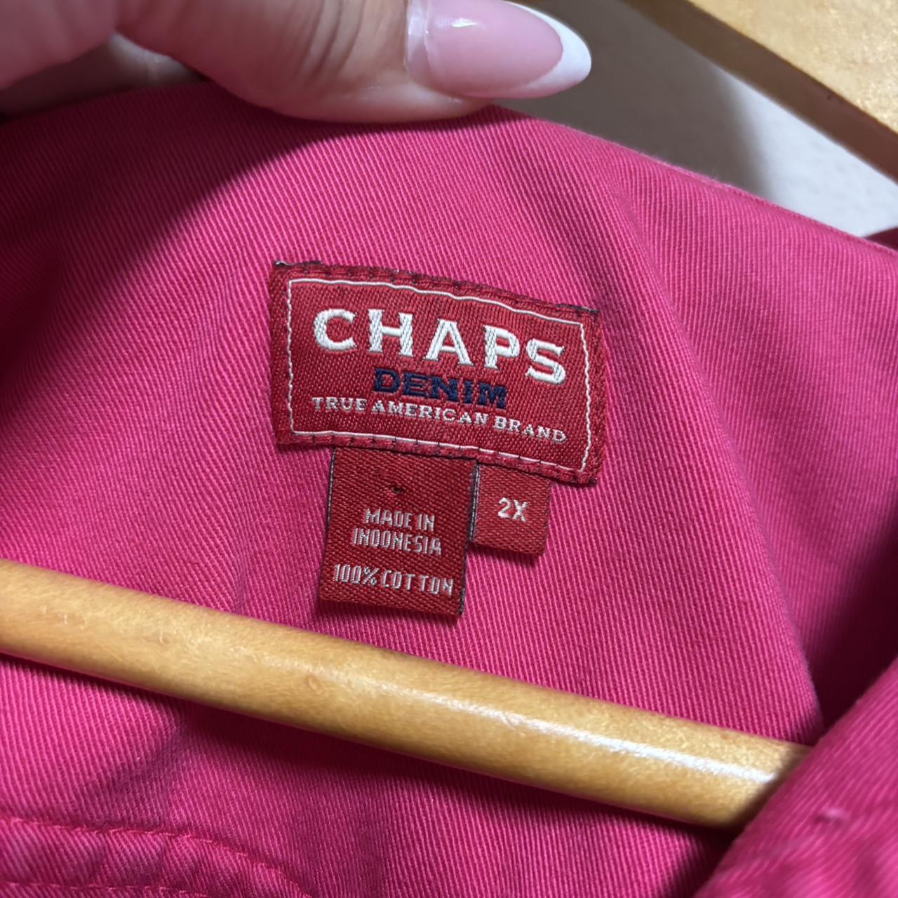 CHAPS Pink denim jacket with buttons Size... - Depop