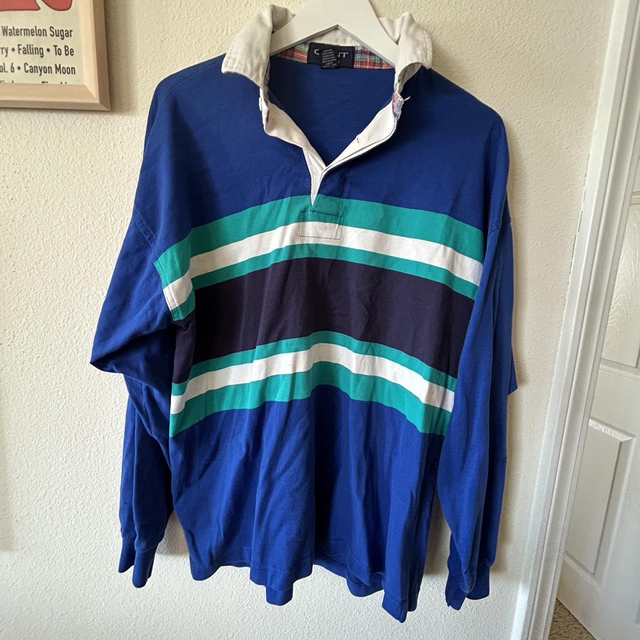 GANT RUGGER rugby shirt blue size larger #rugby... - Depop