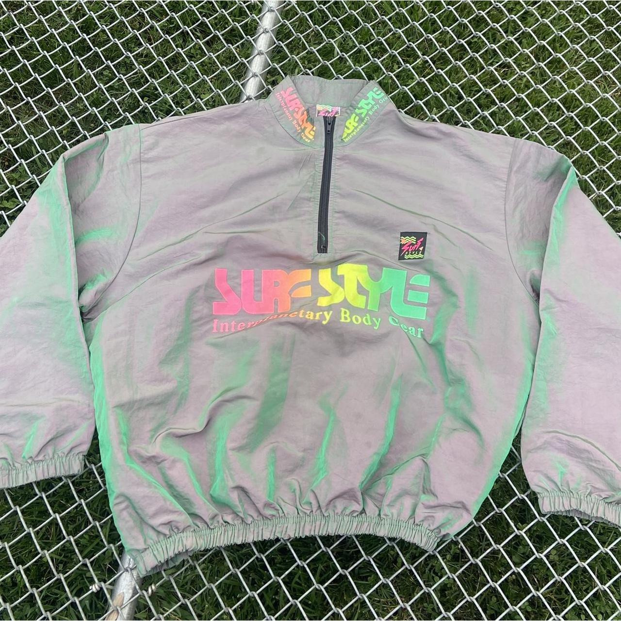 Vintage 1990 surf style green iridescent... - Depop