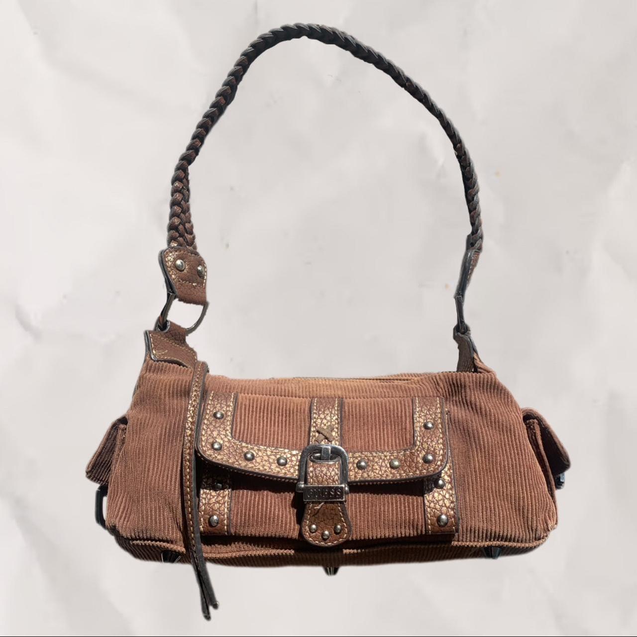 Vintage Brown Guess Bag Y2k Corduroy Shoulder Bag Depop