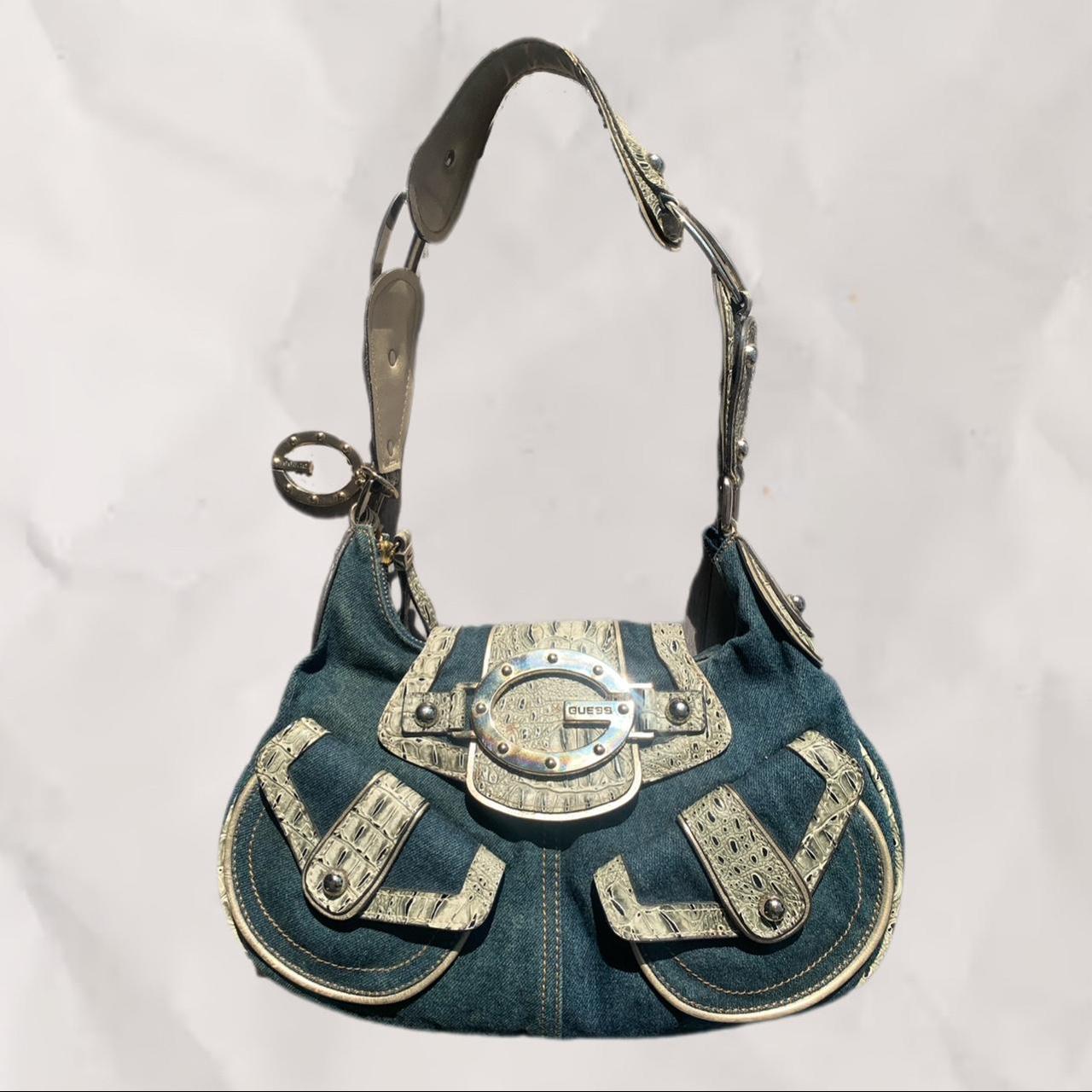 Insane vintage Guess denim shoulder bag Large Y2K... - Depop