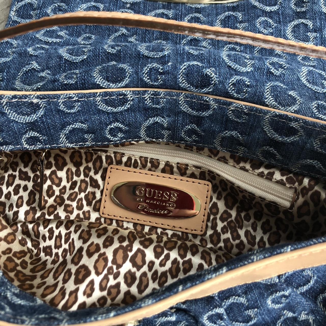 Rare vintage Guess blue denim bag with leather... - Depop