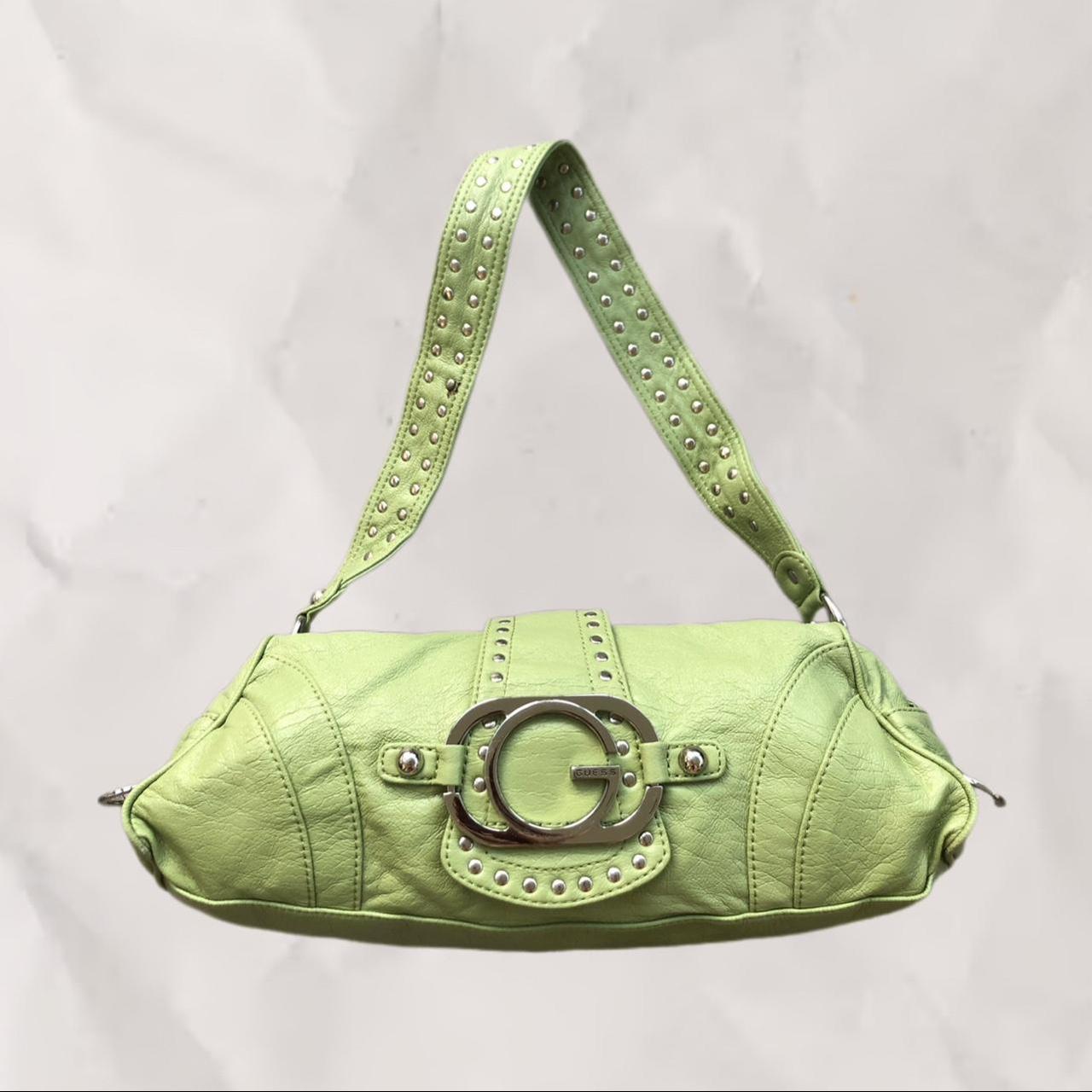 Vintage lime green Guess bag Y2K green leather... - Depop