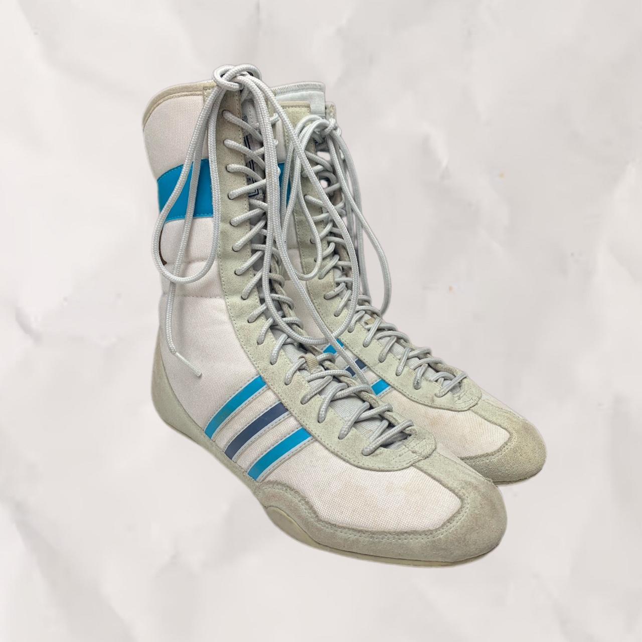 Vintage Adidas white leather boxing boots 90s... - Depop