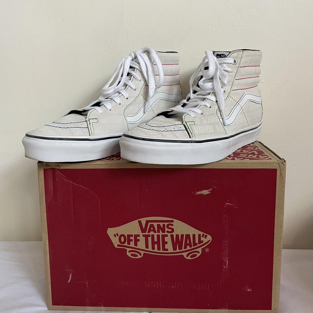 rare Sk8-Hi Vans in white (Vans Emboss) • size UK... - Depop