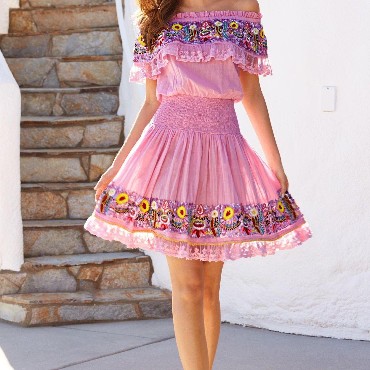 Stunning smocked sequin barbiecore dress STUNNING... - Depop