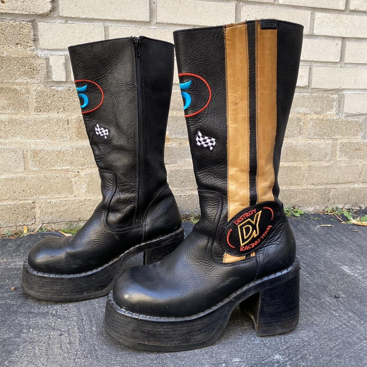 90s Vintage Destroy Platform Racing Boots 🔥 These... - Depop