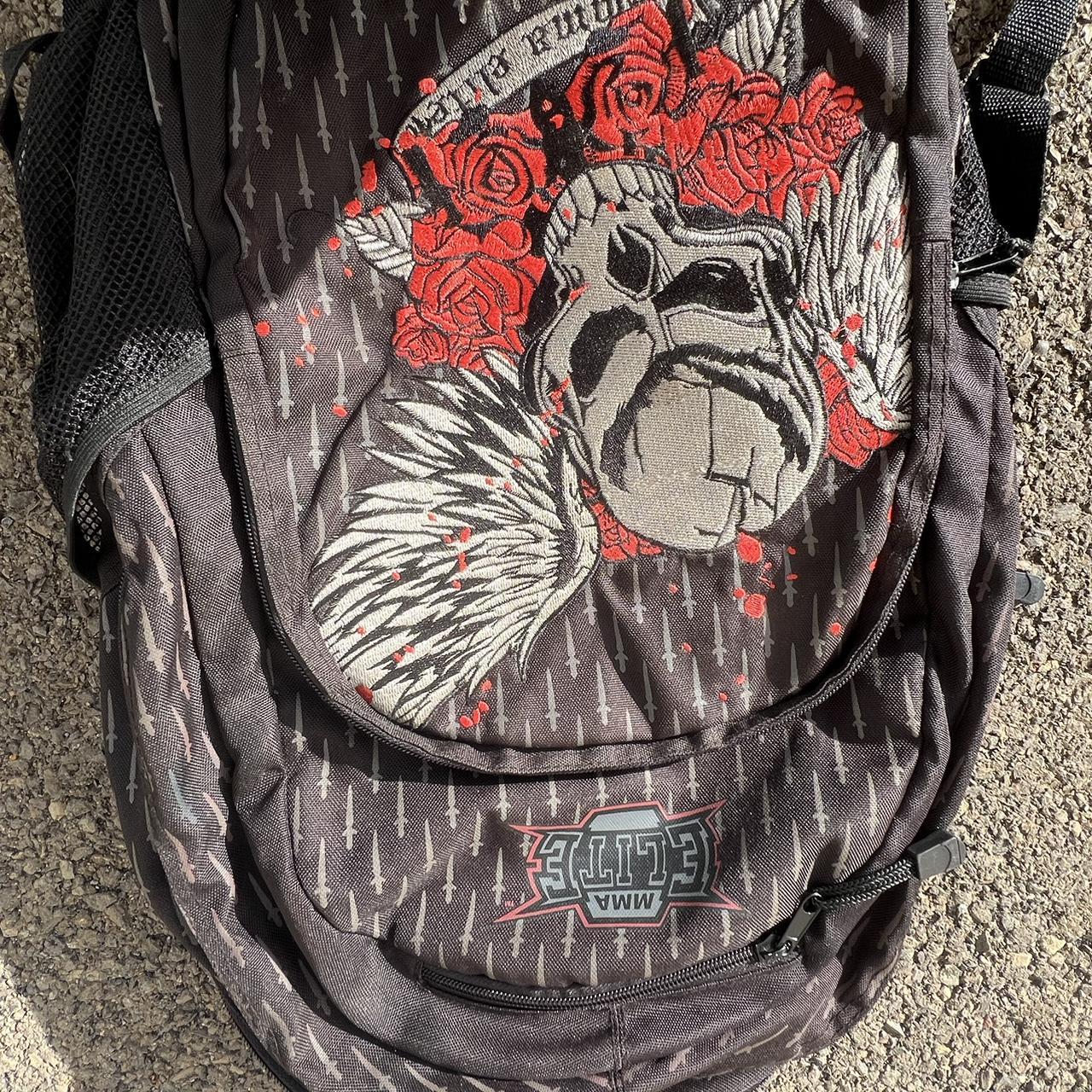 MMA Elite Backpack Skull Wings Roses Daggers Black &... - Depop